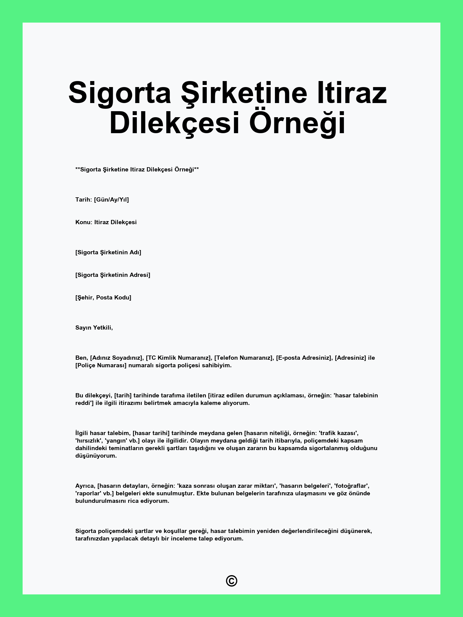 Sigorta Şirketine Itiraz Dilekçesi Örneği Sigorta Şirketine Itiraz Dilekçesi Örneği